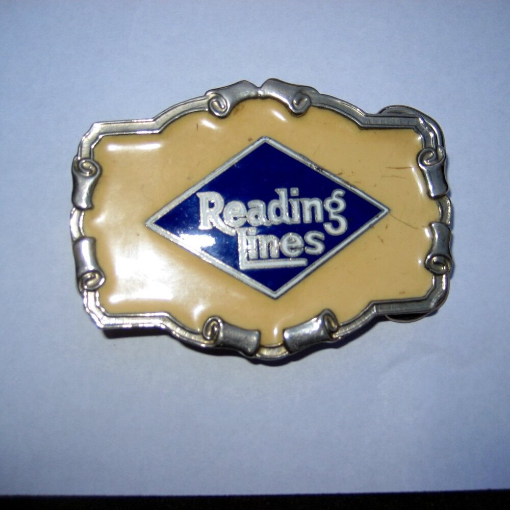 Vintage Reading Lines Enamel Railroad Belt Buckle 3.2… - Gem
